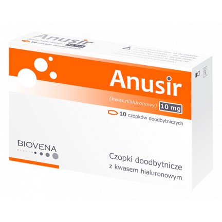 Anusir, 10 czopków doodbytniczych z kwasem hialuronowym | Apteline.pl