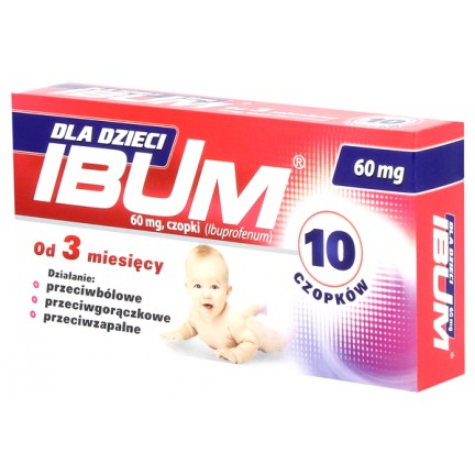 Ibum dla dzieci 60 mg, 10 czopków | Apteline.pl