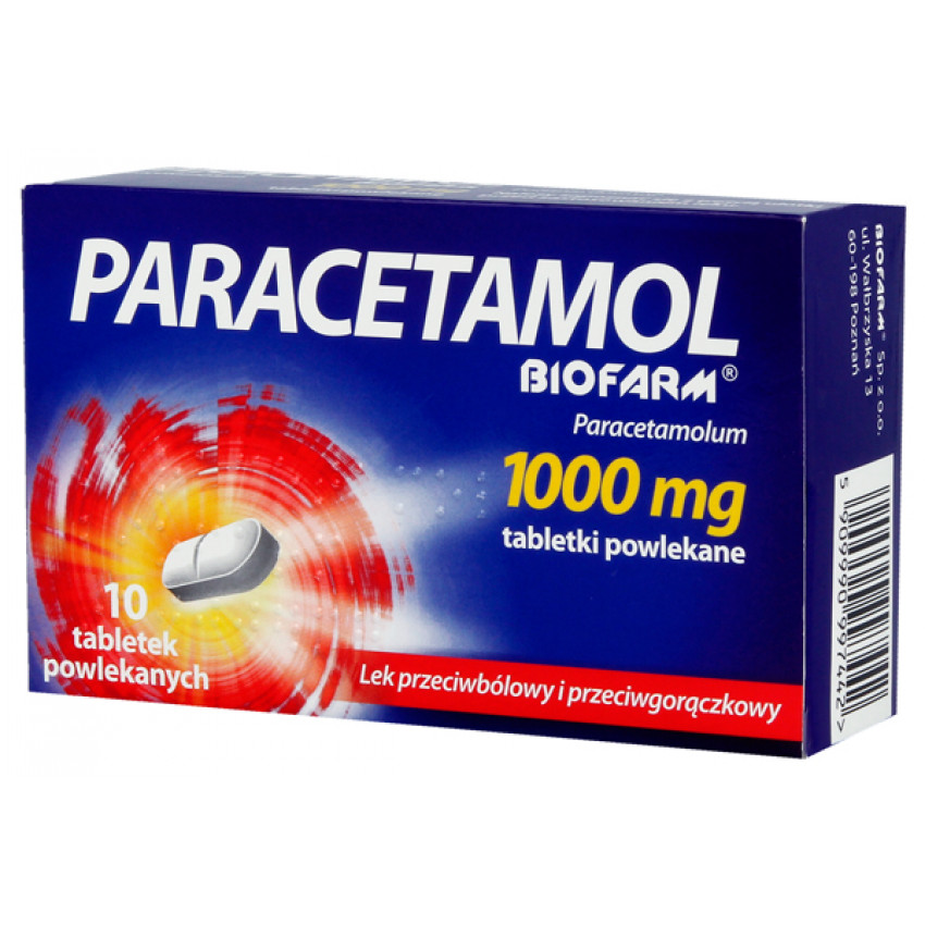 Paracetamol Biofarm 1000 mg, 10 tabletek powlekanych | Apteline.pl
