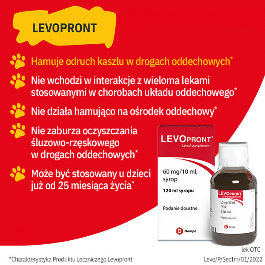 Levopront 60 mg/10 ml, syrop, 120 ml | Apteline.pl