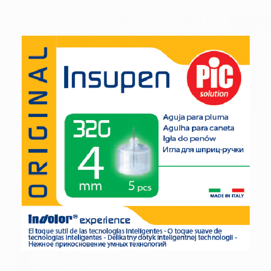 PiC Insupen 32G x 4 mm, igły do penów insulinowych, 5 sztuk | Apteline.pl