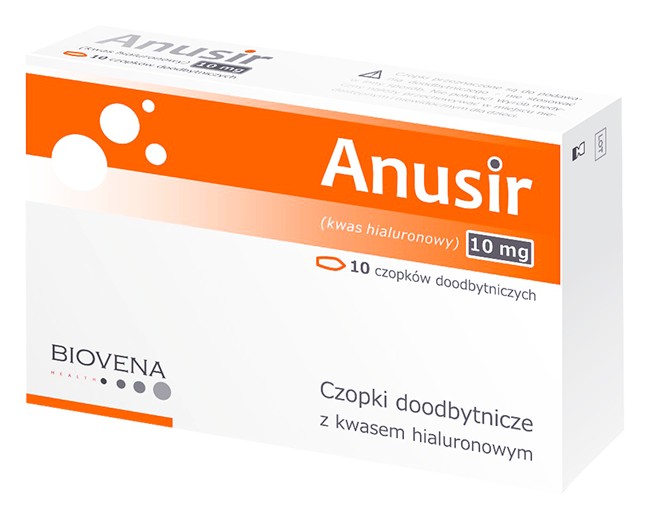 Anusir, 10 czopków doodbytniczych z kwasem hialuronowym | Apteline.pl