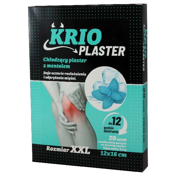 KRIO Plaster, plaster chłodzący, 12 cm x 18 cm, 20 sztuk | Apteline.pl