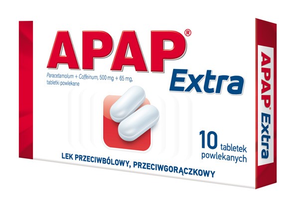 Apap Extra 500 mg + 65 mg, 10 tabletek powlekanych | Apteline.pl