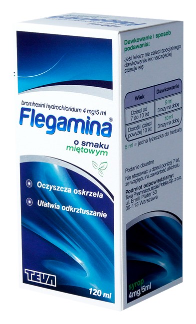 Flegamina Classic o smaku miętowym, syrop 4 mg/5 ml, 120 ml | Apteline.pl