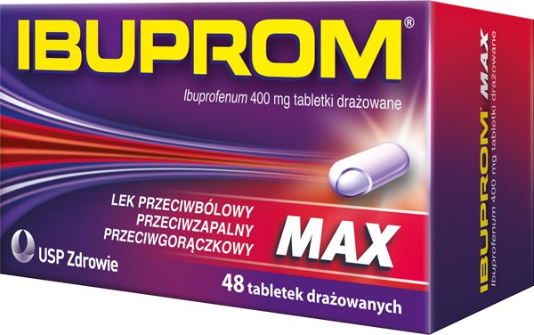 Ibuprom Max, 48 tabletek drażowanych, cena, ulotka | Apteline.pl