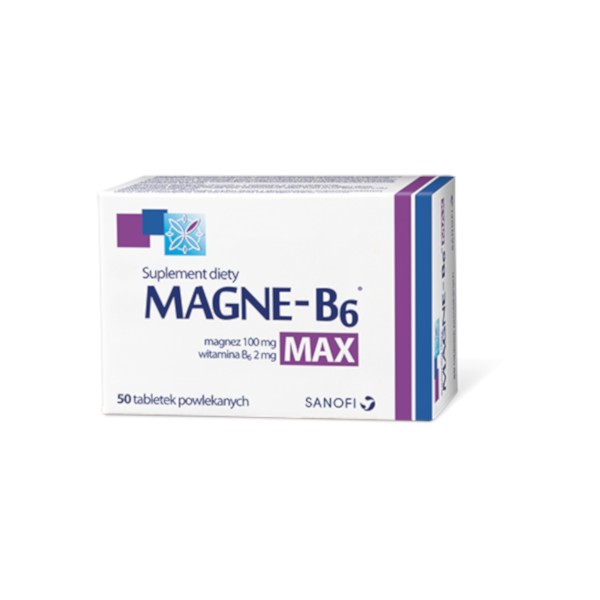 Magne-B6 Max, 50 tabletek powlekanych | Apteline.pl