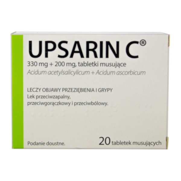 Upsarin C 330 mg + 200 mg, 20 tabletek musujących (Import równoległy ...