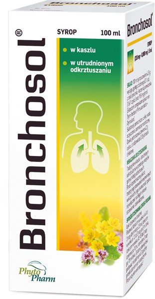 Bronchosol (218,0 mg + 0,989 mg)/5 ml, 100 ml syropu | Apteline.pl