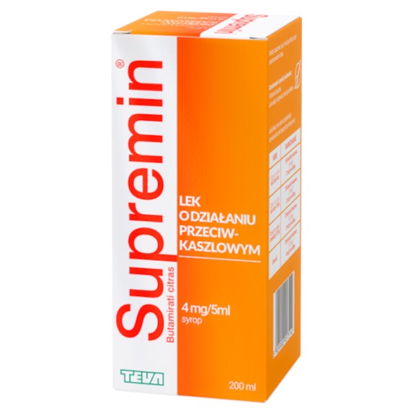 Supremin 4 mg/5 ml, syrop, 200 ml cena, ulotka, opinie | Apteline.pl