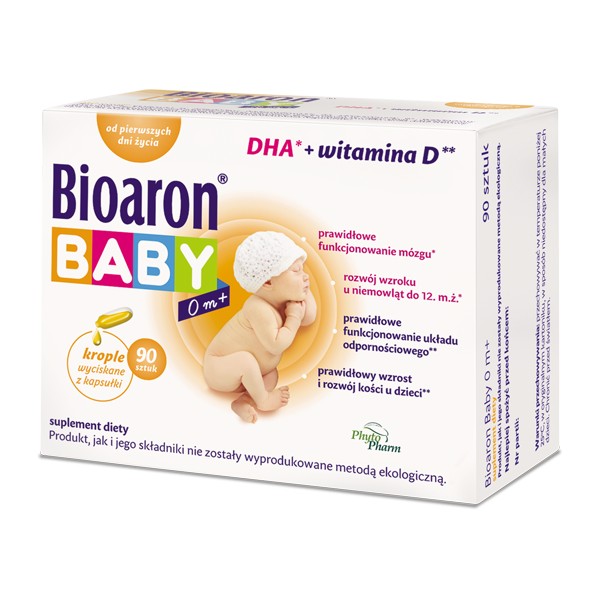 Bioaron Baby 0 m+, DHA + Witamina D, 90 kapsułek twist off | Apteline.pl