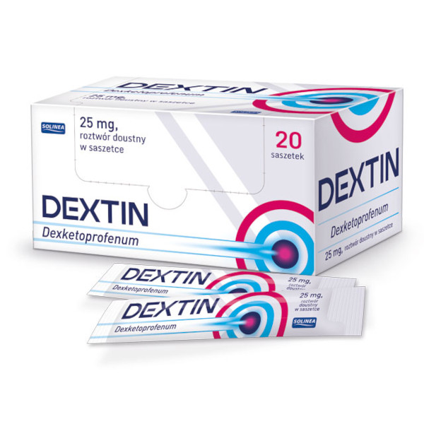 Dextin 25 mg, roztwór doustny w saszetce, 20 saszetek | Apteline.pl