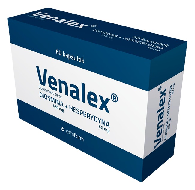Venalex (diosmina 450 mg + hesperydyna 50 mg), 60 kapsułek twardych ...